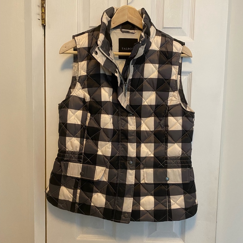 Talbots Black And White Checkered Vest - Gem
